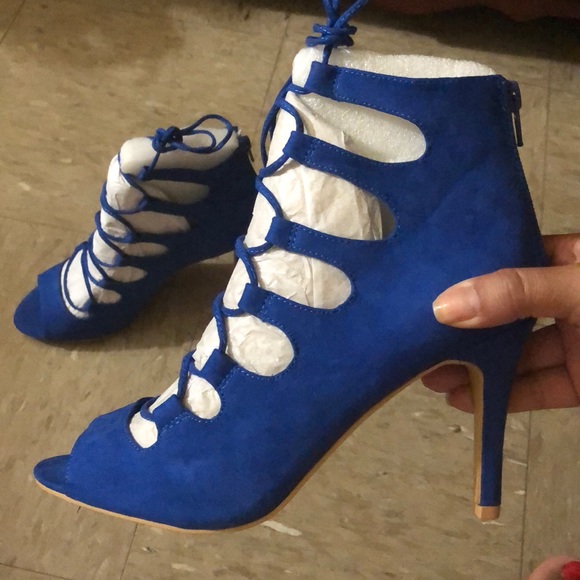 Nine West | Shoes | Nine West Outlet Blue Suede Lace Up Heels New ...
